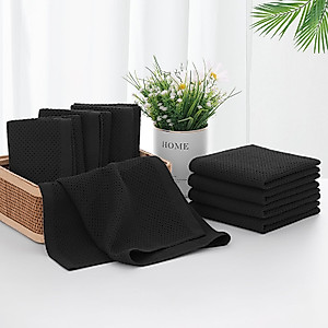 Homaxy 100% Cotton Kitchen Towels and Dishcloths Set, 12 x 12 Inches and 13 x 28 Inches, Set of 8 Bulk Kitchen Towels Set, Ultra Soft Absorbent Dish Cloths for Washing Dishes, Black