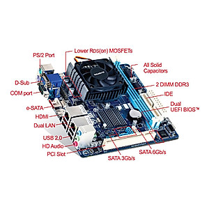 Gigabyte GA-C1037UN Combo NM70 CELERON C1037 MAX-16GB DDR3 MITX PCIE VID