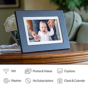 Simply Smart Home Photoshare 8” WiFi Digital Picture Frame, Send Pics from Phone to Frames, 8 GB, Holds 5,000+ Photos, HD Touchscreen, Black Wood Frame, Easy Setup, No Fees