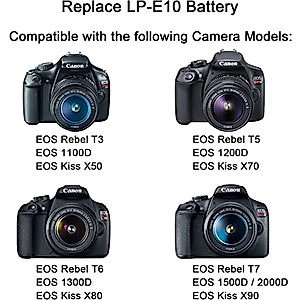 HY1C ACK-E10 AC Power Adapter DR-E10 LP-E10 Dummy Battery Kit for Canon EOS Rebel T7 T6 T5 T3 1100D 1200D 1300D 1500D 2000D Cameras