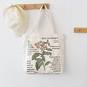 Floral Canvas Tote Bag Botanical Shopping Bag Aesthetic Flower Tote Bag Canvas Grocery Bag for Women Trendy Tote