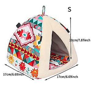 Bird Warm Nest Parrot Tent Hammock Toy for Parakeet Cockatiel Conure Cockatoo African Grey Amazon Budgie Lovebird Finch Canary Hamster Gerbil Rat Chinchilla Guinea Pig Squirrel Hedgehog Cage (S, Pink)