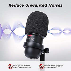 SoloCast Microphone Pop Filter Windscreen - Noise Reduction Gaming Mic Foam Covers, Mic Foam Cover Pop Filter Compatible with HyperX SoloCast White by SUNMON