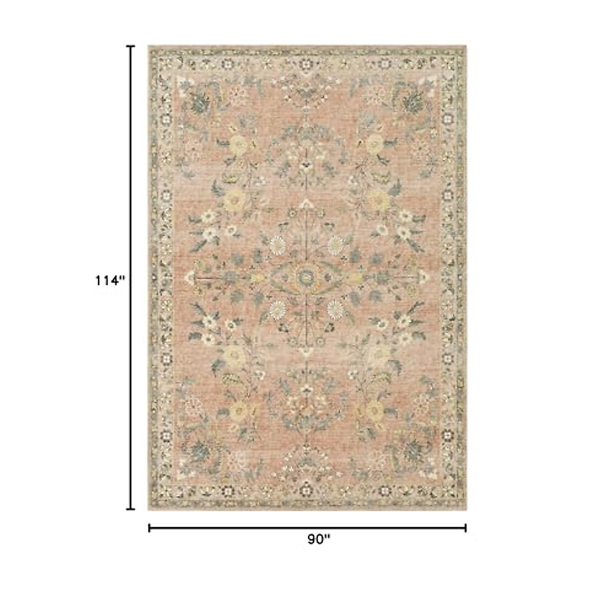 Artistic Weavers Maadai Printed Floral Area Rug, 7'6" x 9'6", Pale Pink