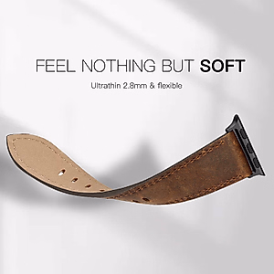 EDIMENS Leather Bands Compatible with Apple Watch 46mm 45mm 44mm 42mm(Series 1 2 3) Band Men Women, Vintage Genuine Leather Wristband Replacement Band Compatible for Apple Watch iwatch Series 10 9 8 7 6 5 4 SE