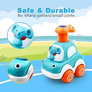 Baby Toy Cars for 1 +Year Old Boy - Toddler Toys Age 2 3 4 Year Old Boy Gifts, Animal Cartoon Press and Go Cars for Toddlers 2-4 Birthday Toys