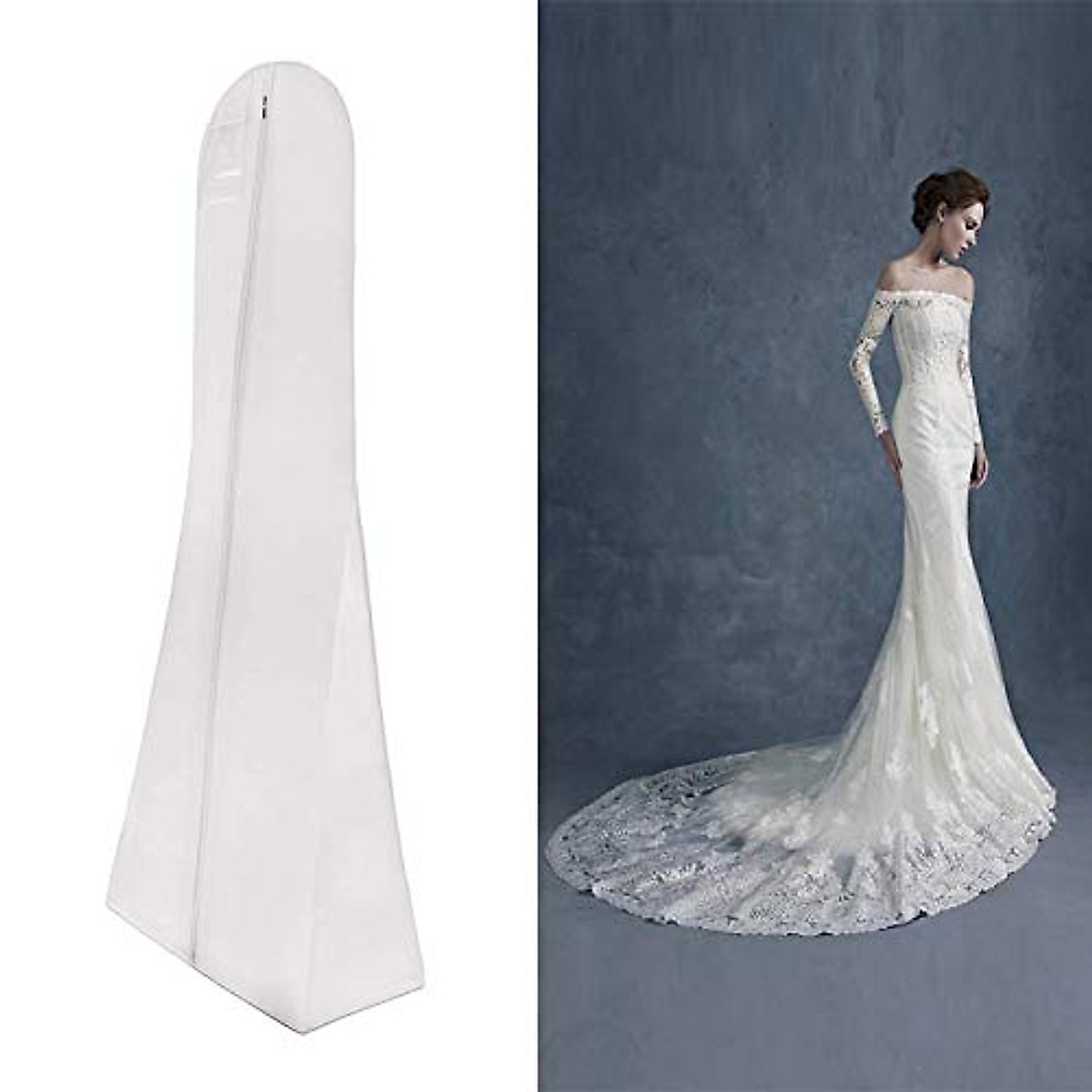 VANVENE Large Garment Bags 72 Saver Dustproof Cover Storage Bag Wedding Dress Bag Prom Ball Gown Garment Clothes Protector (White)