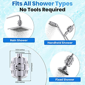 Aqua Earth Shower Filter For Hard Water Shower Head Filter to Remove Chlorine Fluoride Water Softener Coconut Shell Activated Carbon Reduces Dry Itchy Skin Heavy Metals Other Sediments Vitamin C