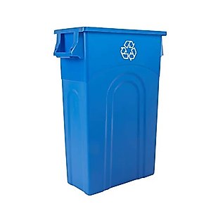 United Solutions Highboy Recycling Container, 23 Gallon, Space Saving Slim Profile and Easy Bag Removal for Indoor or Outdoor use, Recycle Blue (TI0033)