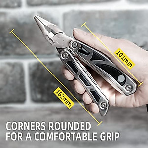 T TOVIA 12 in 1 Multitool Pliers Folding Knife Multi Cable Wire Cutter Stripper Camping Hunting Multitool with Carabiner