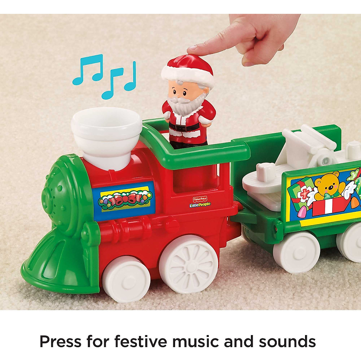 Fisher-Price Little People Toddler Toy Musical Christmas Train with Santa Elf & Reindeer Figures for Ages 1+ Years