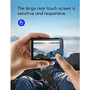 WOLFANG GA200 24MP 4K Action Camera 40M Waterproof Underwater Camera for Snorkeling, EIS WiFi Adjustable Wide Angle Dual Screen Camera for Vlog, Webcam(Charger, Remote Control and Helmet Accessories)