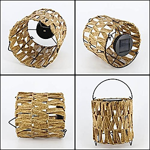 Decorative Table Lights Outdoor Rattan - Hanging Lantern Lights Solar Rattan Lantern Warm White for Tabletop, Garden Decor, Party and Wedding