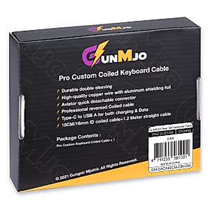 GUNMJO Pro 304 Stainless Steel Straight USB C Cable for Gaming Keyboard, Mechanical Keyboard Cable with Detachable Metal Aviator for Computer Keyboard, 1.6M USB-C to USB-A, Chroma Color