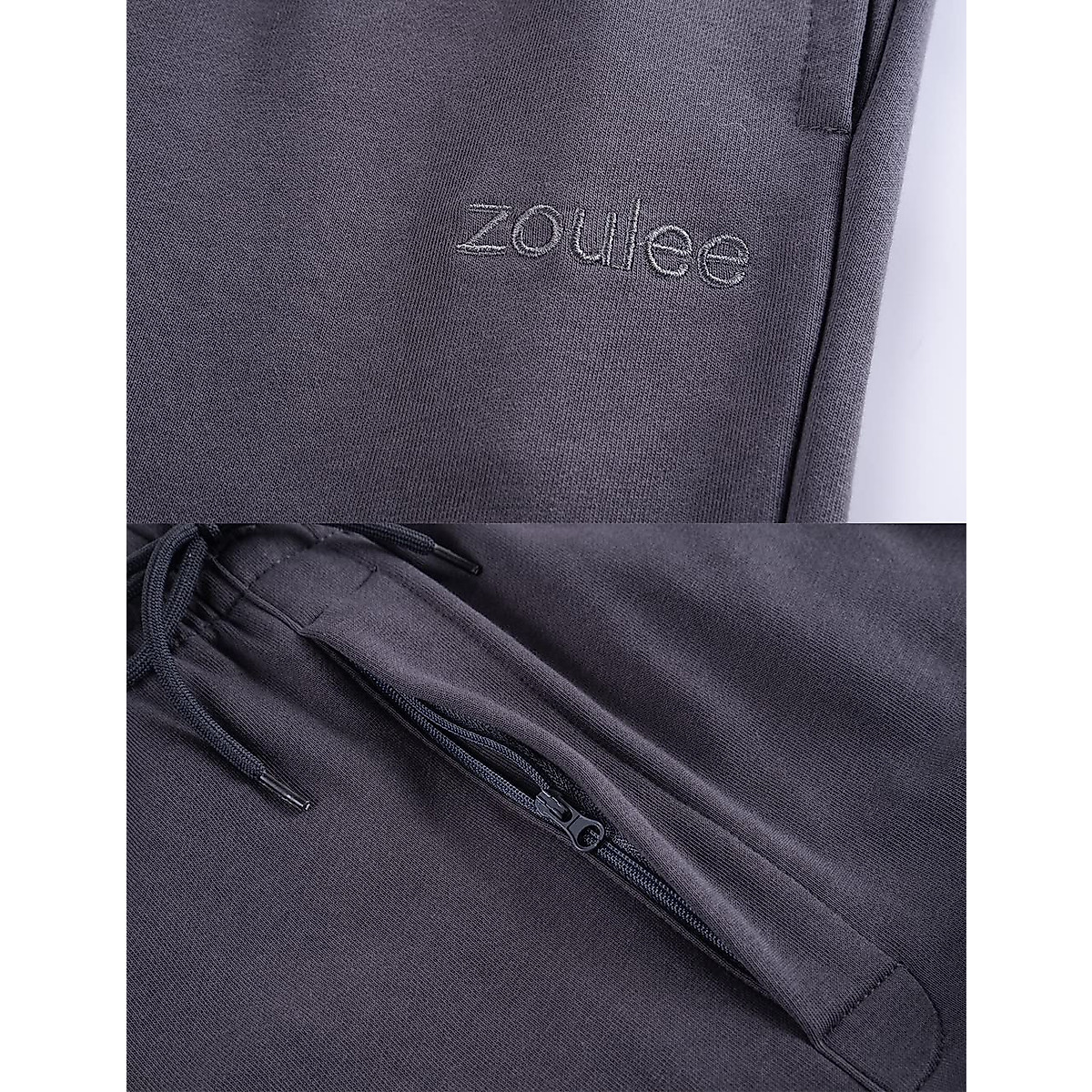 Zoulee Classic Drawstring-Waist Zipper Logo Jogger Pants with Zipper Fly Navy Blue 2XL