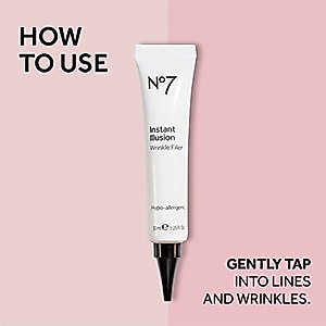 No7 Instant Illusion Wrinkle Filler - Smoothes + Blurs Fine Lines and Wrinkles - Skin Plumping Anti Wrinkle Treatment - Younger Looking Skin Anti Aging Serum (1oz)