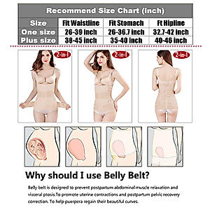 ChongErfei 2 in 1 Postpartum Belly Wrap Waist/Pelvis Belt C-Section Natural Labour Belly Support Recovery Belt (Nude, One Size)