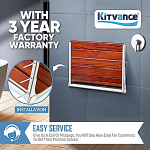 Upgraded 19" Folding Teak Shower Seat Wall Mounted - Larger Teak Shower Bench, Home Care Teak Wood Folding Shower Seat for Inside Shower, Wall Mount Shower Chair Shower Stool, Maximum Load 400lb