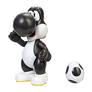 Super Mario Action Figure 4 Inch Black Yoshi Collectible Toy with Egg Accessory