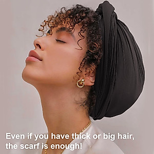 DRESHOW African Turban for Women Knotted Hairwraps for Sleeping Headwraps Ribbed Turban Stretch Jersey Head Scarf for Black Women Chemo Cancer Cap
