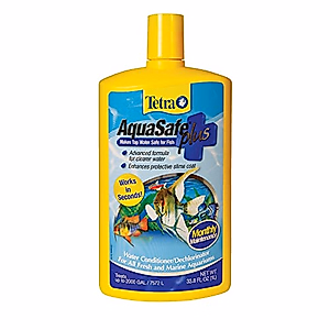 Tetra Fish Tank Water Conditioner and Dechlorinator, Aquasafe Plus, Fresh Water and Marine Aquariums 33.8-Ounce