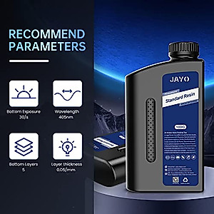 3D Printer Resin, JAYO 1KG 3D Resin for 4K 8K LCD/DLP/SLA 3D Printers, 405nm Standard Photopolymer Fast Curing Resin, High Precision, Low Shrinkage, Grey 1000g