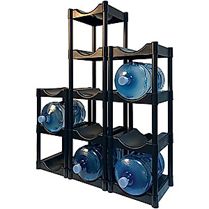 Bottle Buddy Water Racks - 3 and 5 Gallon Bottles - 12-Tray Jug Storage System - Free-Standing Organizer for Home, Office, Kitchen, Warehouse - Black