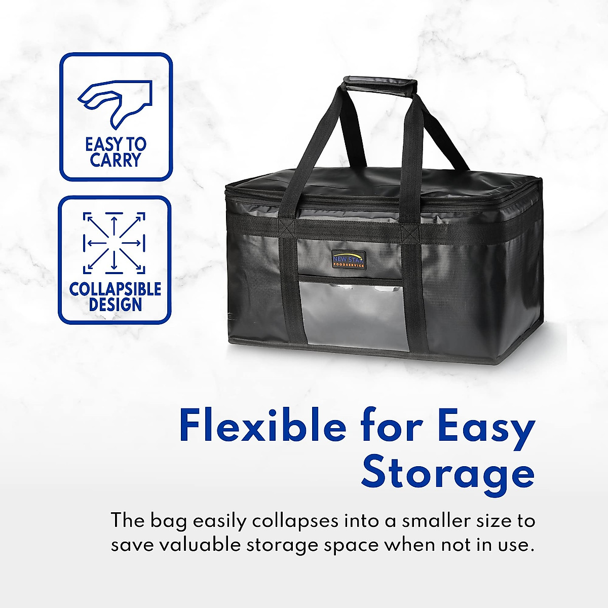 New Star Foodservice 1028690 Commercial Quality Insulated Food Delivery Bag Full-Size, 21.5" W x 11" H x 12.5" D, Black