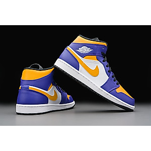 Jordan Men's Air Jordan 1 Mid, Dark Concord/Taxi-white-black, 10