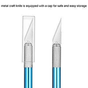 4 Pieces Craft Knife Knife Hobby Knife with 40 Pieces Stainless Steel Blades Kit for Cutting Carving Scrapbooking Art Creation(Yellow, Green, Blue, Silver)