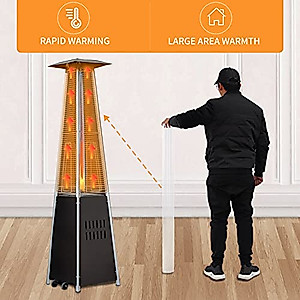 yukang Sobalai 4-Sided Pyramid Flame Heater Parts Replacement, Quartz Glass Tube, 49.5 inch Tall 4 inch Diameter, Table Top Patio Tube with Neoprene Ring Silicon Replacement (No Fit majority 3-Sided)