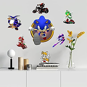 Moptrek all Decals 3D Cool Sonic Wall Stickers DIY Assemble for Boys Kids Bedroom Classroom Dining Room Living Room Baby Nursery Decoration Gift Supplies (15.7 X 31.5 in)