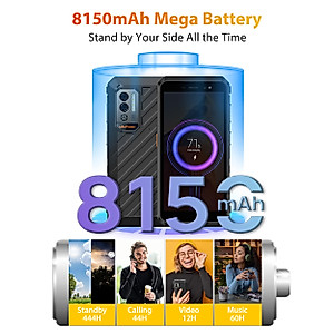 Ulefone Power Armor X11 Rugged Phones Unlocked, IP68/IP69K Waterproof Smartphone, Android 13, 8150mAh Battery, 8GB+32GB, 16MP AI Camera, 5.45'' HD+, 3 Card Slot, Dual 4G, Face Unlock, GPS, NFC