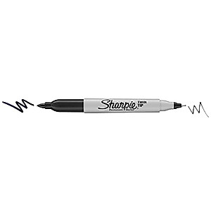 SHARPIE Twin Tip Permanent Markers | Fine & Ultra-Fine Points | Black | 2 Count