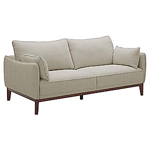 Amazon Brand – Stone & Beam Hillman Mid-Century Sofa Couch with Wood Base and Legs, 78"W, Ivory