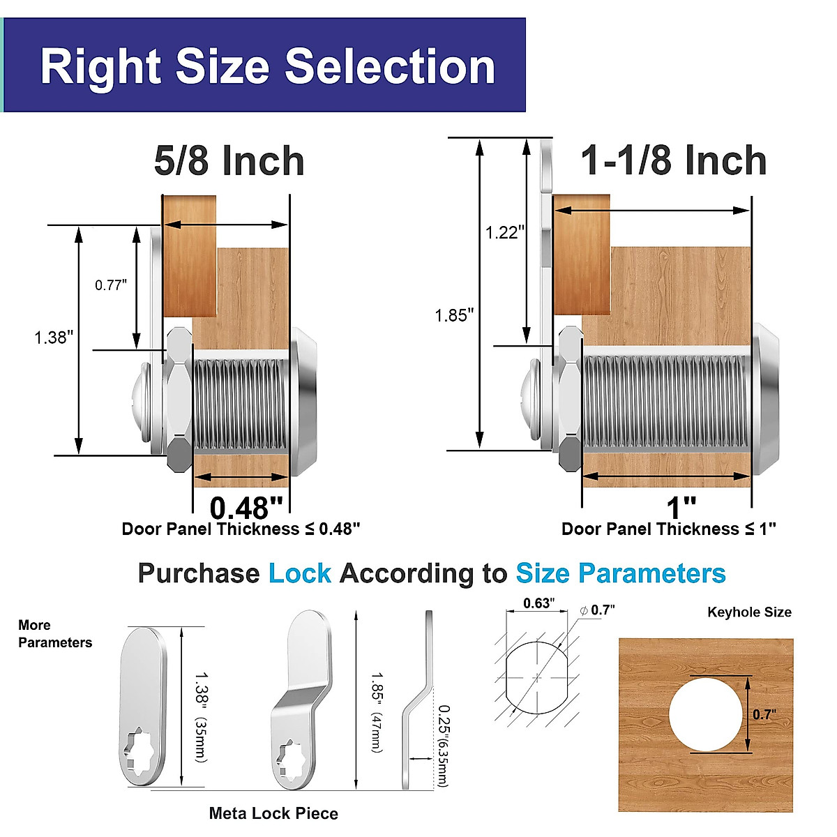 Jayseon 3 Pack Mailbox Lock Cabinet Locks with Key, RV Cam Lock 5/8" Keyed Alike, Mailbox Locks Replacement for Drawer Toolbox RV Storage Door, Zinc Alloy