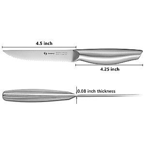 SANHUI Steak Knives, Steak Knife Set of 8, German Stainless Steel Steak Knife Serrated, Silver