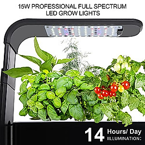 DISNILA Smart Garden Hydroponic Growing System Indoor Herb Garden with Full Spectrum 60 LED Grow Light Germination Starter Kit with Timer Self Watering Pump for Home Kitchen Gifts, Black, 3 Pods