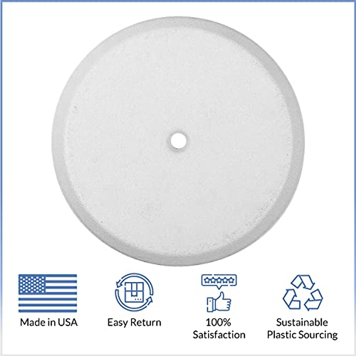 American Built Pro Cleanout Cover Plate Flat Design (1/2" Rise) - Includes One #14 Screw, Size 4.25 Inch Round White Color Built With High Impact Recycled Plastic Ideal For Hiding Open Drains