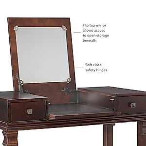 Linon Angela Walnut Vanity Set,30" x 36" x 18"