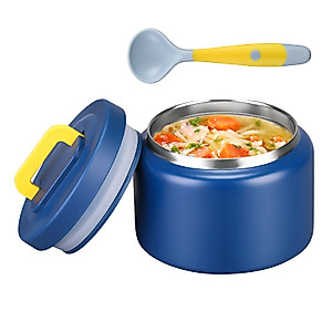 MAISON HUIS 8oz Soup Thermo Wide Mouth Vacuum Insulated Thermo Food Jar, Leak Proof Stainless Steel Food Thermo for Hot&Cold Food Kids Food Lunch Soup Container for School Travel (F-Blue)