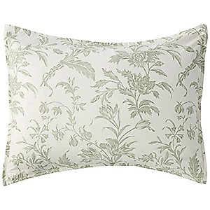 Laura Ashley Home - Queen Duvet Cover Set, Reversible Cotton Bedding with Matching Shams, Lightweight Home Decor for All Seasons (Natalie Sage, Queen) Green