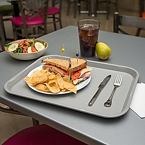 Carlisle FoodService Products Cafe Plastic Fast Food Tray, 14&quot; x 18&quot;, Gray, (Pack of 12)