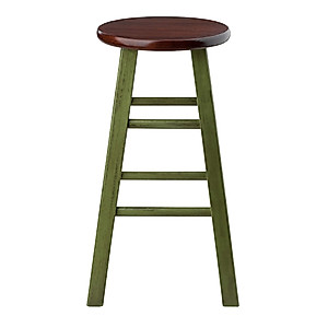 Winsome Ivy Counter Stool, 24", Rustic Green/Walnut