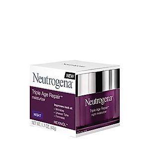 Neutrogena Triple Age Repair Anti-Aging Night Cream with Vitamin C; Fights Wrinkles & Even Tone, Dark Spot Remover & Firming Anti-Wrinkle Face & Neck Cream; Glycerin & Shea Butter, 1.7 oz