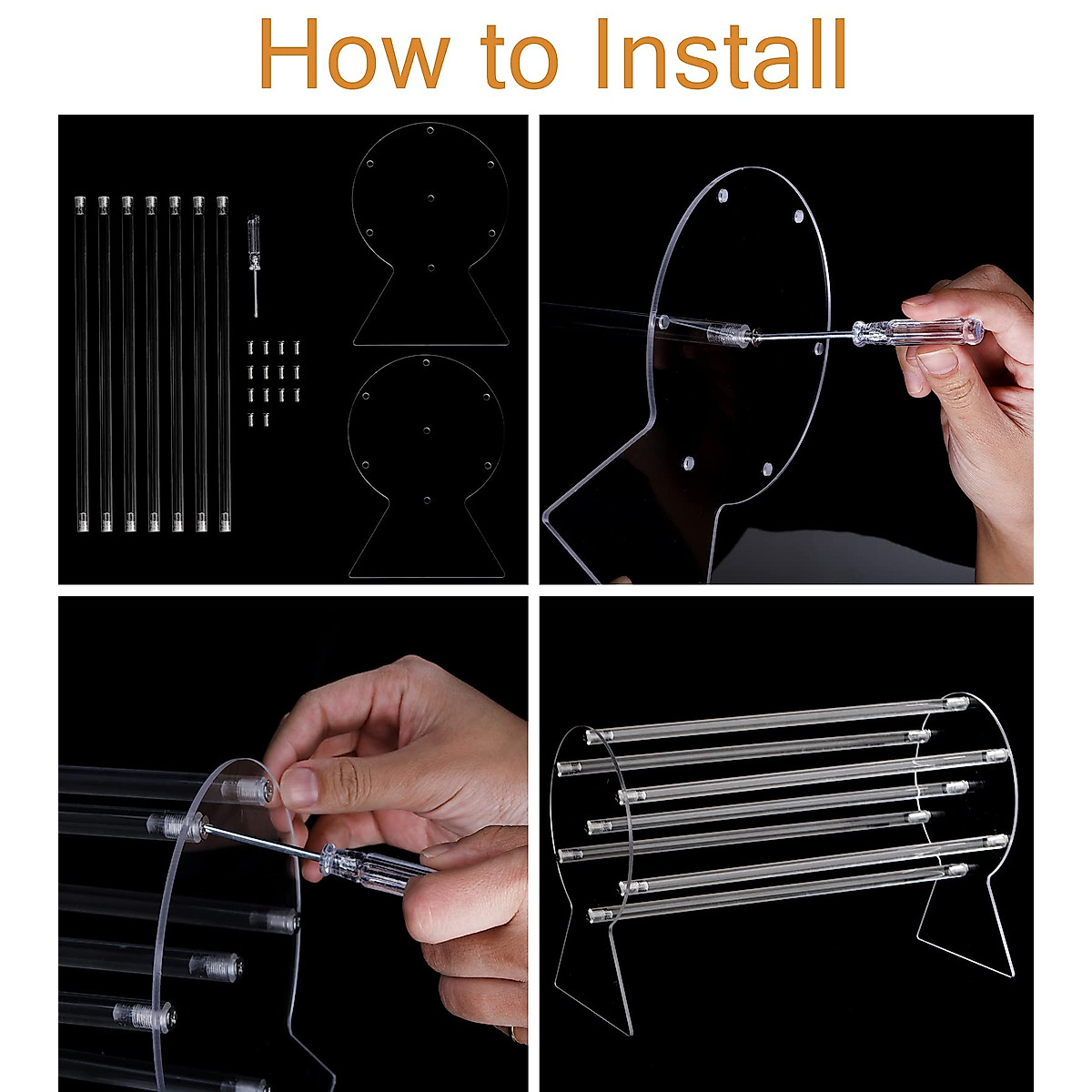 Yesland 2 Pack Acrylic Headband Holder - Clear Headband Organizer Display Stand for Girls - Hairband Rack Storage Holder for Hair Clasp, Bangles, Teen Girl, Women