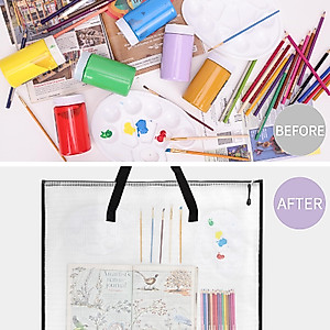 EOOUT 2 Pack 19x25 Inches Art Portfolio Case, Portfolio Folder for Artwork, Posters Storage Bag with Zipper and Handle Mesh Folder Organizers for Poster, Scrapbook, Keepsake and Bulletin Board