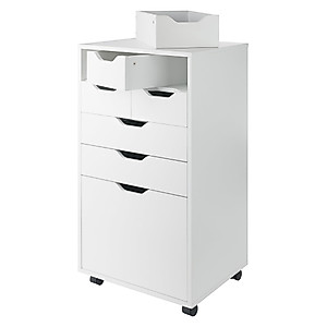 Winsome Halifax Bins & Drawers Multi-Storage Tall Mobile Cabinet, White