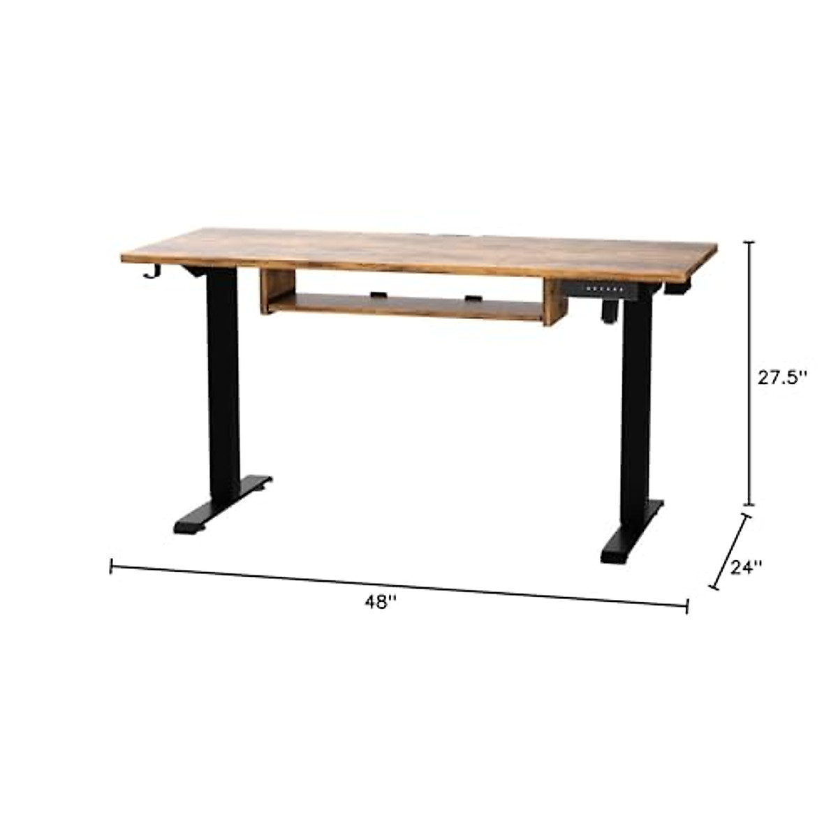 Marsail Standing Desk Adjustable Height with Extra Large Keyboard Tray, Electic Adjustable Desk with 4 Memory Presets Cable Management 2 Storage Hooks, Sit Stand Up Desk for Home Office, 48Inch,Rustic