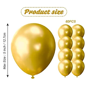 Gold Metallic Balloons - 60pcs, 5 Inch, Golden, For Christmas, Valentine's Day, Parties & More